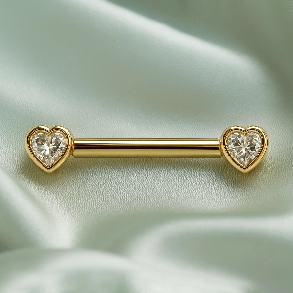 Diamond Heart Nipple Barbell – 14k Gold VS1 Diamond – FreshTrends
