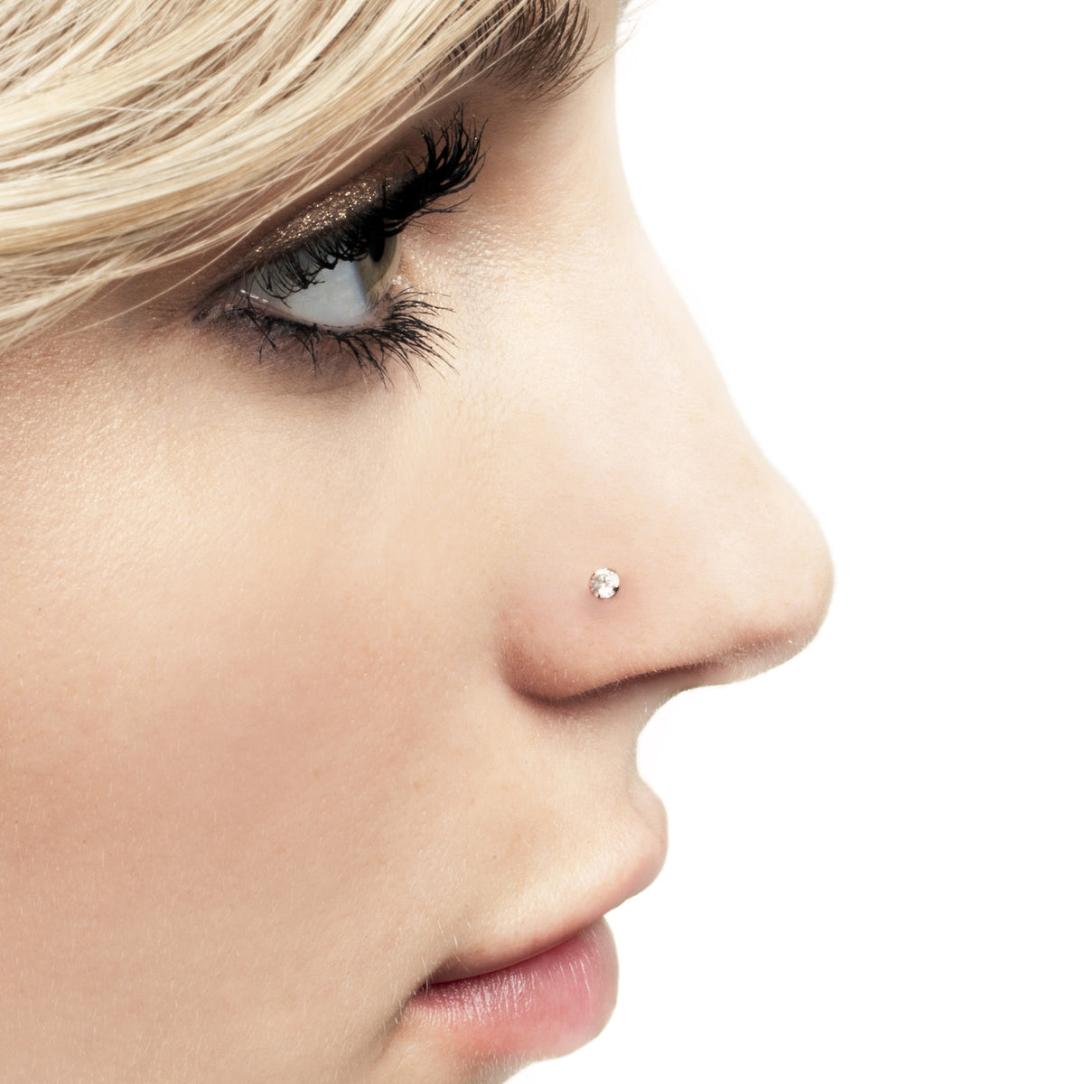 2.5mm Diamond 14K Gold Prong Nose Stud – Bestselling Sparkle – FreshTrends