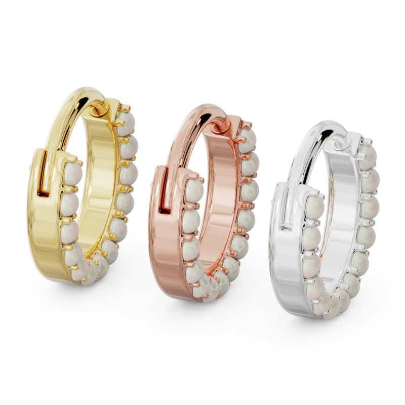 Pearl 14k Gold Clicker Ring Hoop – FreshTrends