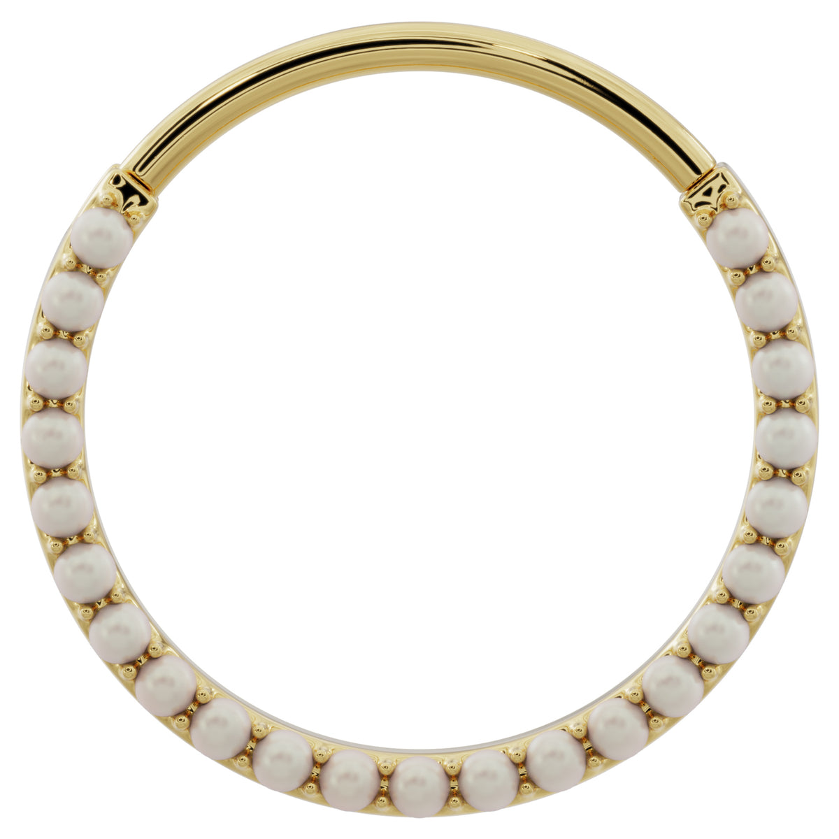 Pearl 14k Gold Clicker Ring Hoop – FreshTrends