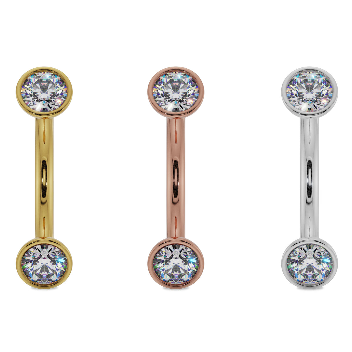 VS1 Diamond Curved Barbell | 14K Gold – FreshTrends