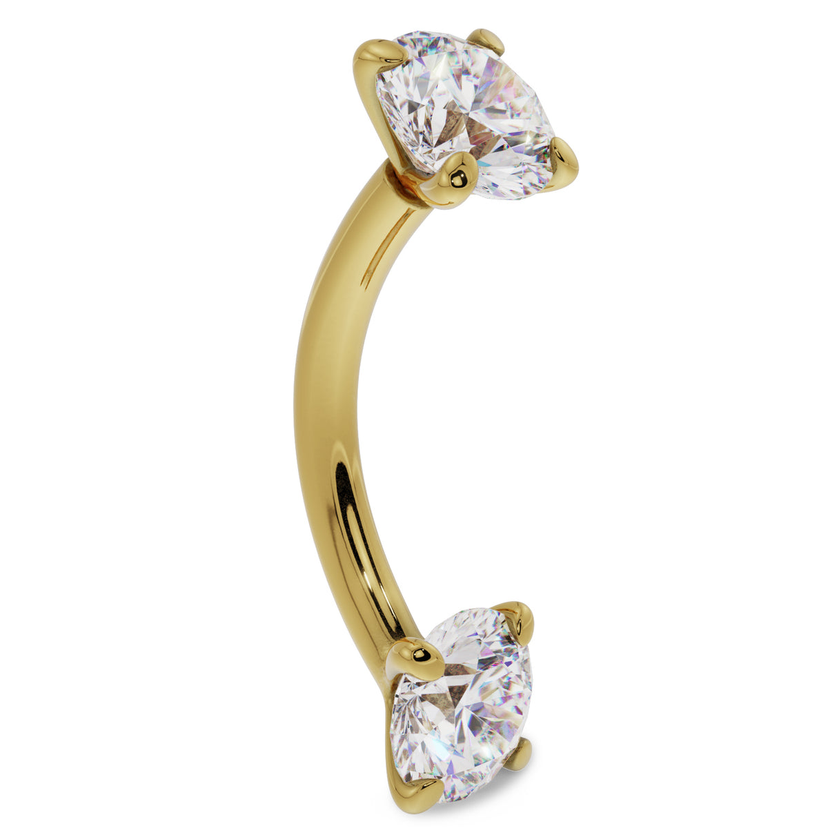 Diamond Prong-Set Curved Barbell – FreshTrends