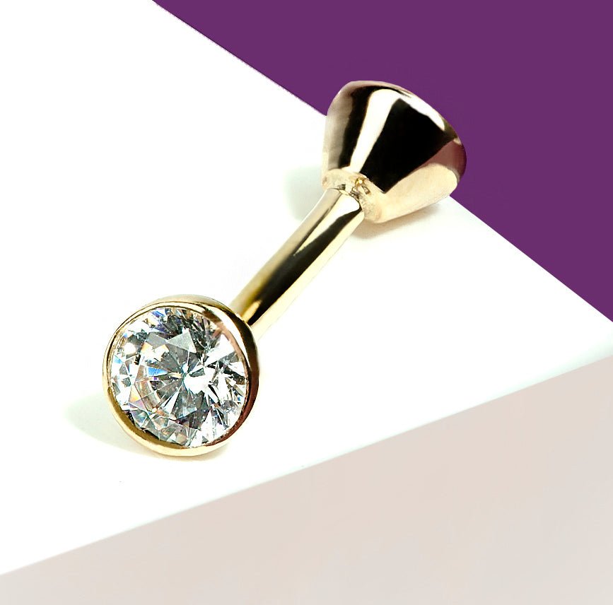 Diamond Bezel-Set Curved Barbell – FreshTrends